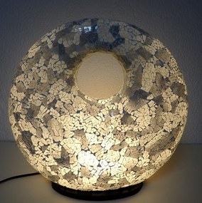 Stolní lampa sivá , DONAT,43 cm, mozaiková, ruční práce,