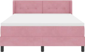 Postel s boxspringem s čelo Růžová 190 x 140 cm samet 3341467