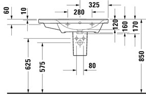 Duravit D-Neo - Umyvadlo do nábytku asymetrické 800 x 480 mm, umyvadlo vpravo, bílá 2370800000