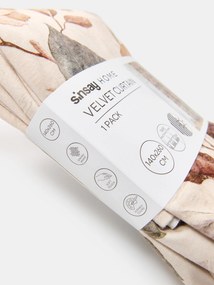 Sinsay - Sametová záclona s páskou a rostlinným vzorem - béžová