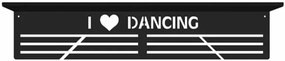 Walenty Kovový nástěnný věšák na medaile I love dancing, různé délky, různé barvy Barva: černá, Rozměr: Délka 60cm