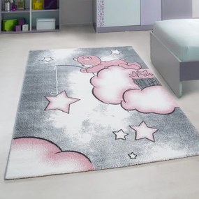 Dětský koberec Kids Medvídek na obláčku růžový