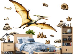 Pterodactyl textilní přelepitelná samolepka na zeď arch 46 x 31 cm