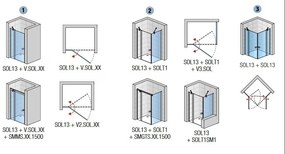 Ronal (Sanswiss) Ronal, SOLINO Black Line jednokřídlé dveře s pevnou stěnou v rovině SOL13, š. 120 cm Sklo: 87 Screen