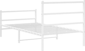 vidaXL Kovový rám postele s hlavovým a nožním čelem 100 x 190 cm [355426] Barva: Bílá