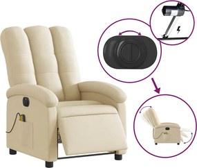 Elektrické masážní polohovací křeslo krémové textil 3204089