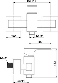 Sapho FORATA nástěnná sprchová baterie 150 mm černá mat FT011/15