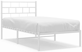 Kovový rám postele s čelem bílý 90 x 200 cm - Default Title