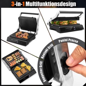 Costway 3-v-1 1800 W Panini lisovací gril s nepřilnavými deskami elektrický gril