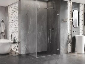 Mexen Lunar-B pravostranný výklopný sprchový kout 90 x 80 cm, čiré sklo, broušená ocel, 832-090-080-97-00-P