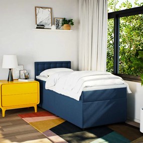 Box spring postel s matrací modrá 90x200 cm textil 3285791