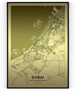 Obraz Mapa Dubai 30 x 40 cm - napnuté plátno na dřevěném rámu