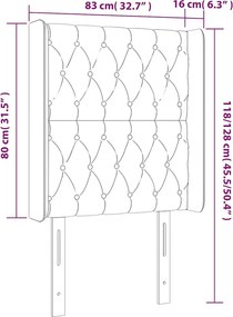 Čelo postele s LED taupe 83 x 16 x 118/128 cm textil 3124362