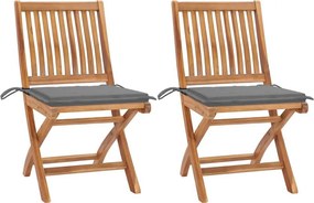 vidaXL Zahradní židle 2 ks podušky masivní teakové dřevo [3062435] Barva: Šedá