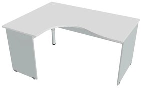 Stůl ergo pravý 160*120 cm - Hobis Gate GE 2005 P Dekor stolové desky: bílá, Dekor lamino podnože: šedá, Barva nohy: stříbrná