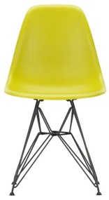 Eames Plastic Chair DSR černě lakovaná hořčicová černé na tvrdou podlahu Vitra