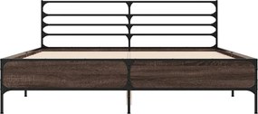 Rám postele hnědý dub 150 x 200 cm kompozitní dřevo a kov 3280051