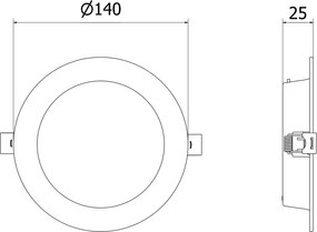 Mexen LDRR, LED stropní svítidlo na zapuštění, průměr 12 cm 14 cm, 9W, neutrální - 4000K, 720 lm, černá - L210-014-0940-70