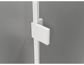 Mexen Lunar, L pravý výklopný pětiúhelníkový sprchový kout 80 x 100 cm, 8mm čiré sklo, bílý profil, 831L-080P-100L-20-00-P