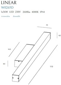 Maxlight W0265 LINEAR Nástěnné svítidlo stmívatelné IP44, 36W, 4000K, bílé