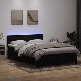Box spring postel s matrací a LED černá 160x210 cm samet 3317081