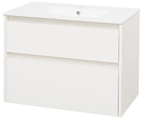 Mereo, Opto, koupelnová skříňka s keramickým umyvadlem 81 cm, bílá, dub, bílá/dub, černá, CN911
