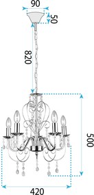 Toolight Rea, Stropní svítidlo EBT008-5CP CHROME, OSW-01243
