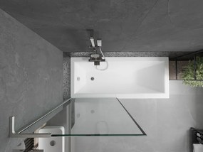 Mexen Next L, 1-křídlová vanová zástěna 80 x 150 cm, 6mm čiré sklo-černý vzor, ​​6mm čiré sklo, profil broušená ocel, 895-080-000-03-70-97