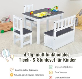 Costway 4dílná dětská sedací skupina dřevěná sedací skupina dětský stůl skupina