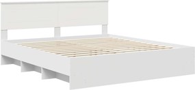 Rám postele s čelo Bílá 200 x 200 cm Kompozitní dřevo 3408816