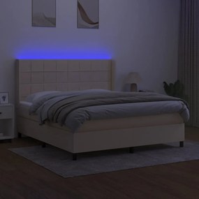 Box spring postel s matrací a LED krémová 160x200 cm textil 3138330