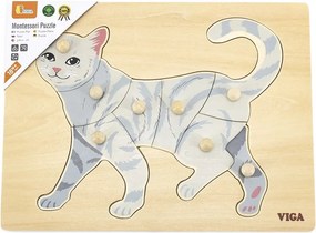 Dětské dřevěné puzzle s úchyty Viga Cat