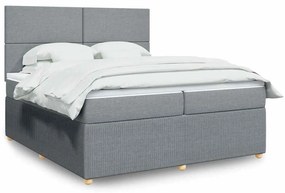 Box spring postel s matrací světle šedá 200 x 200 cm textil 3292156