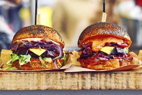 Vícedílný obraz Veganské Hamburgery Nedostatek Nedostatek Přírodní plátno 180x120
