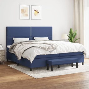 Box spring postel s matrací modrá 200x200 cm textil 3136547