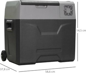 HOMCOM Autochladnička 50L elektrická autochladnička s kompresorem pro kempování a cestování 12/24V DC a 110-240V AC v šedé barvě |