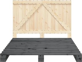 Rám postele s čelem šedý 140 x 200 cm masivní borové dřevo 3281564