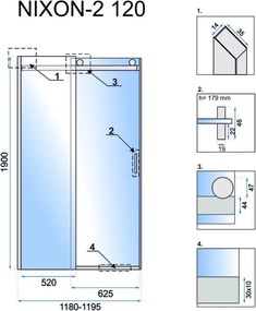 Rea - NIXON posuvné sprchové dveře, levé, chrom, 120 x 190 cm, REA-K5002