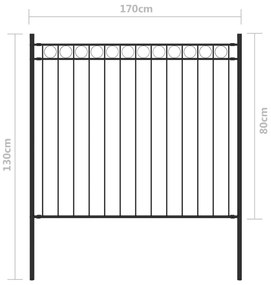 vidaXL Marketos Zahradní plot Assen ocelový 1,7 x 0,8 m černý