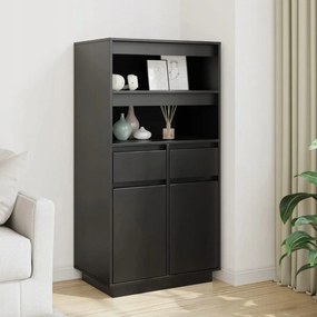 Fionshop 263904780 Skříň highboard černá 60 x 40 x 116,5 cm masivní borov