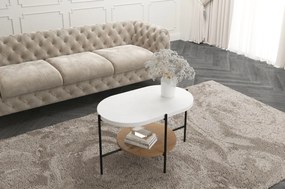 Moderní konferenční stolek Dancan ARENA / černá podnož + bílá a dubová deska