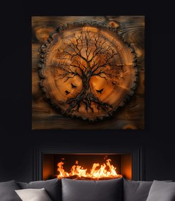 Obraz na plátně - Strom života Ygess, dřevo styl FeelHappy.cz Velikost obrazu: 100 x 100 cm