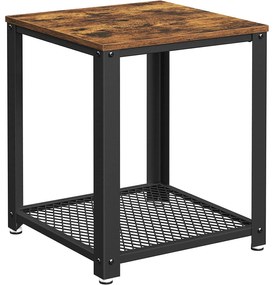 Malý příruční stolek s mřížkovanou policí 45x45x55 cm, vintage hnědý, černý | VASAGLE