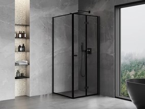 Mexen Mist-F T, 1-křídlý ​​skládací sprchový kout pravý 110 x 110 cm, čiré sklo-černý rám, 8A6T-110-110-70-70-P