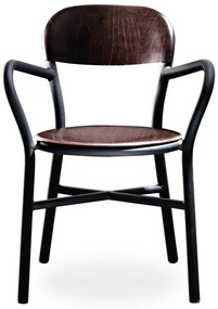 MAGIS - Židle PIPE s dřevěným sedákem a područkami - černá