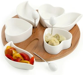 Bílé porcelánové/bambusové servírovací misky v sadě 6 ks Hors D'Ouvre – Brandani
