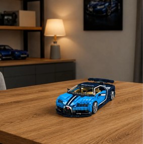 LEAN Toys Stavebnicové kostky – sportovní auto Bugatti, modré, 1212 dílků