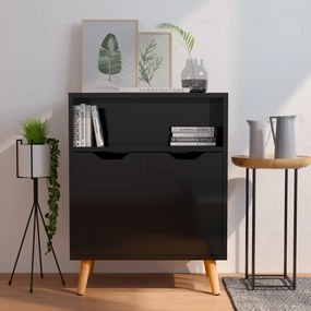 Příborník černý s vysokým leskem 60x30x72 cm kompozitní dřevo 326829