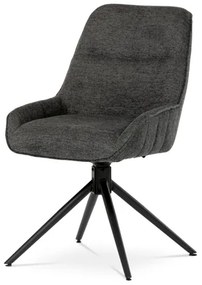 Židle jídelní a konferenční, tmavě šedá látka, černé kovové nohy,  otočná P90°+ L 90° s vratným mechanismem - funkce res HC-535 GREY2
