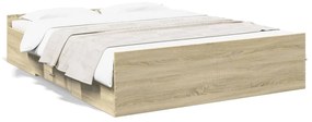 Rám postele se zásuvkami dub sonoma 140x200 cm kompozitní dřevo - Default Title